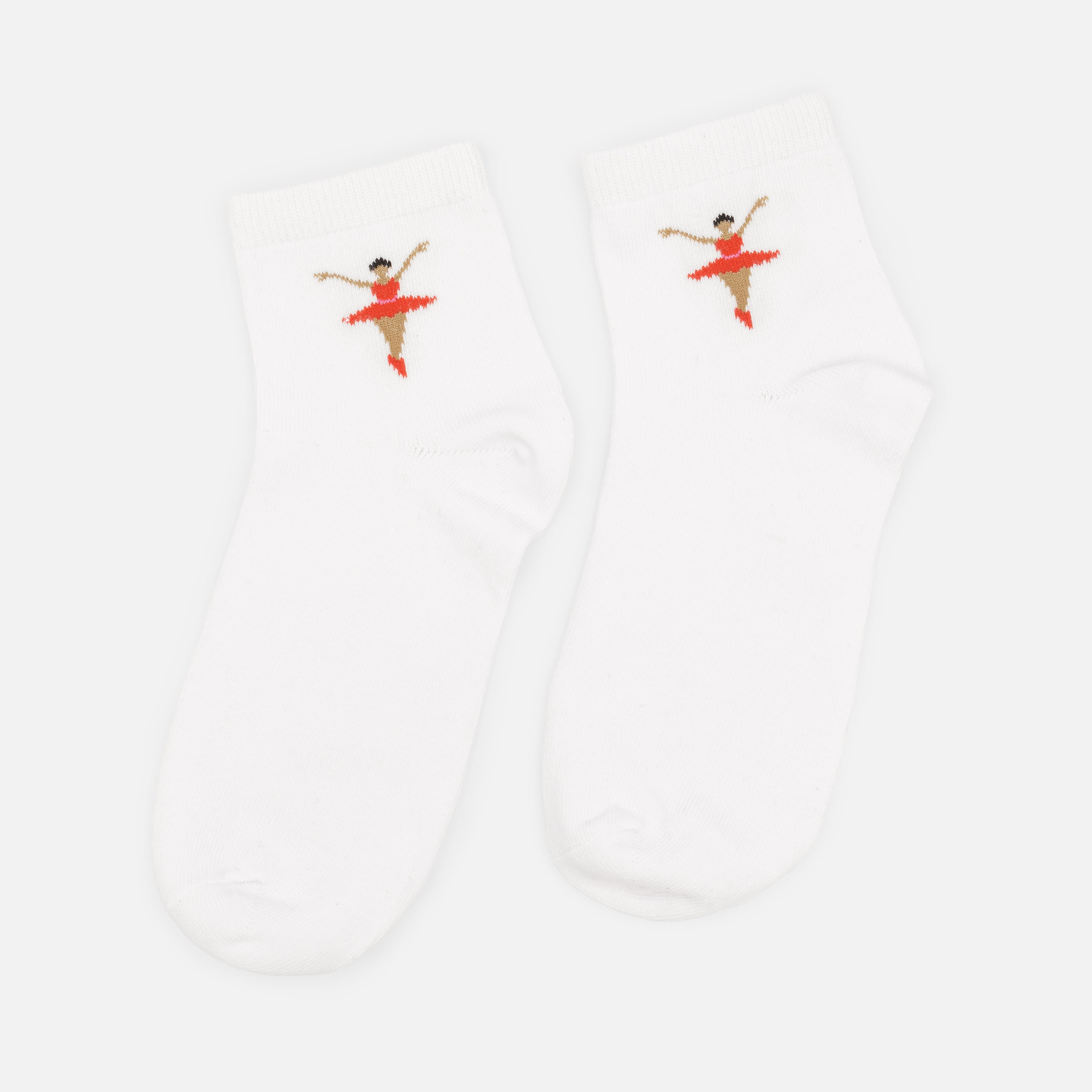 White ankle socks with red ballerina – Bizou