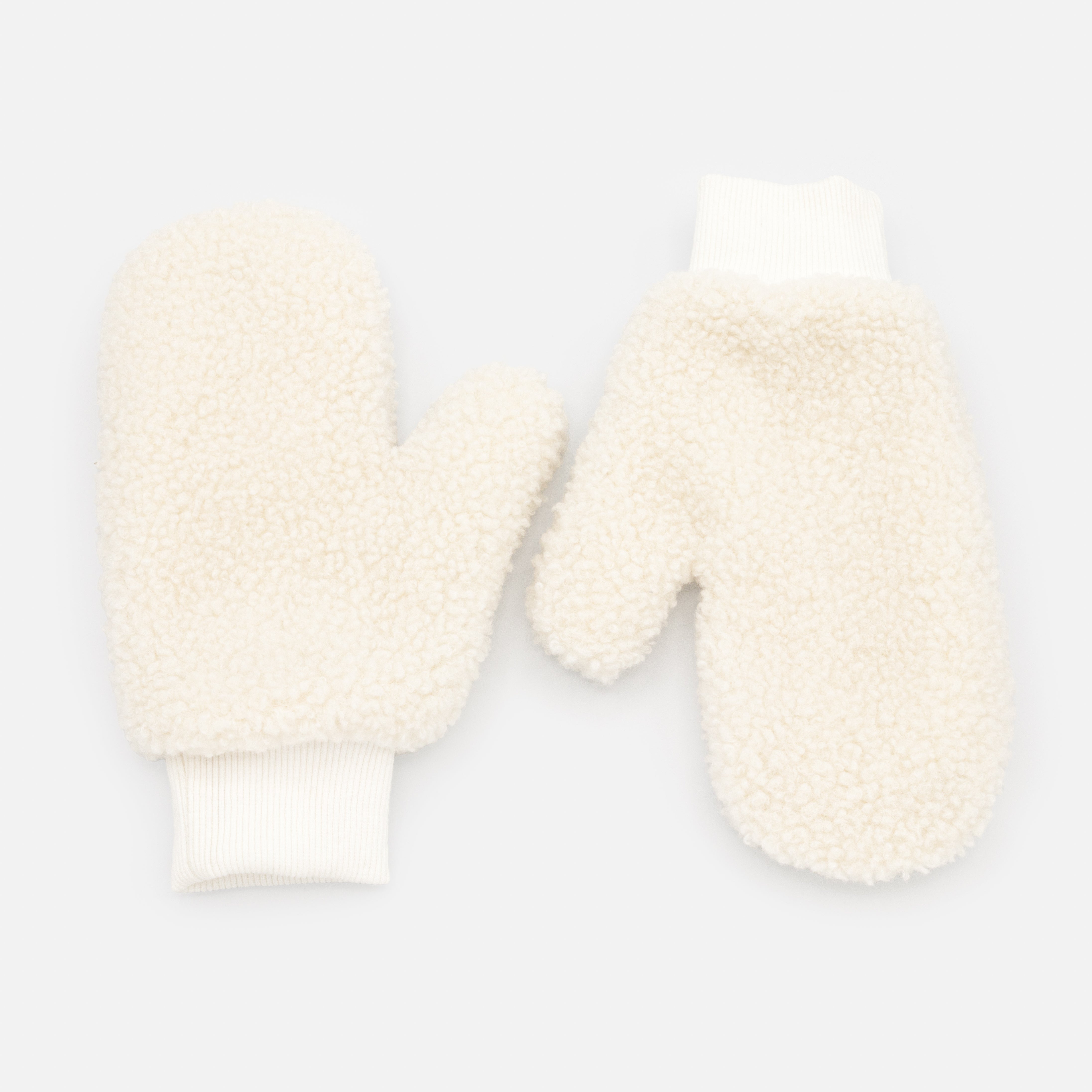 Ivory Sherpa Mittens – Bizou