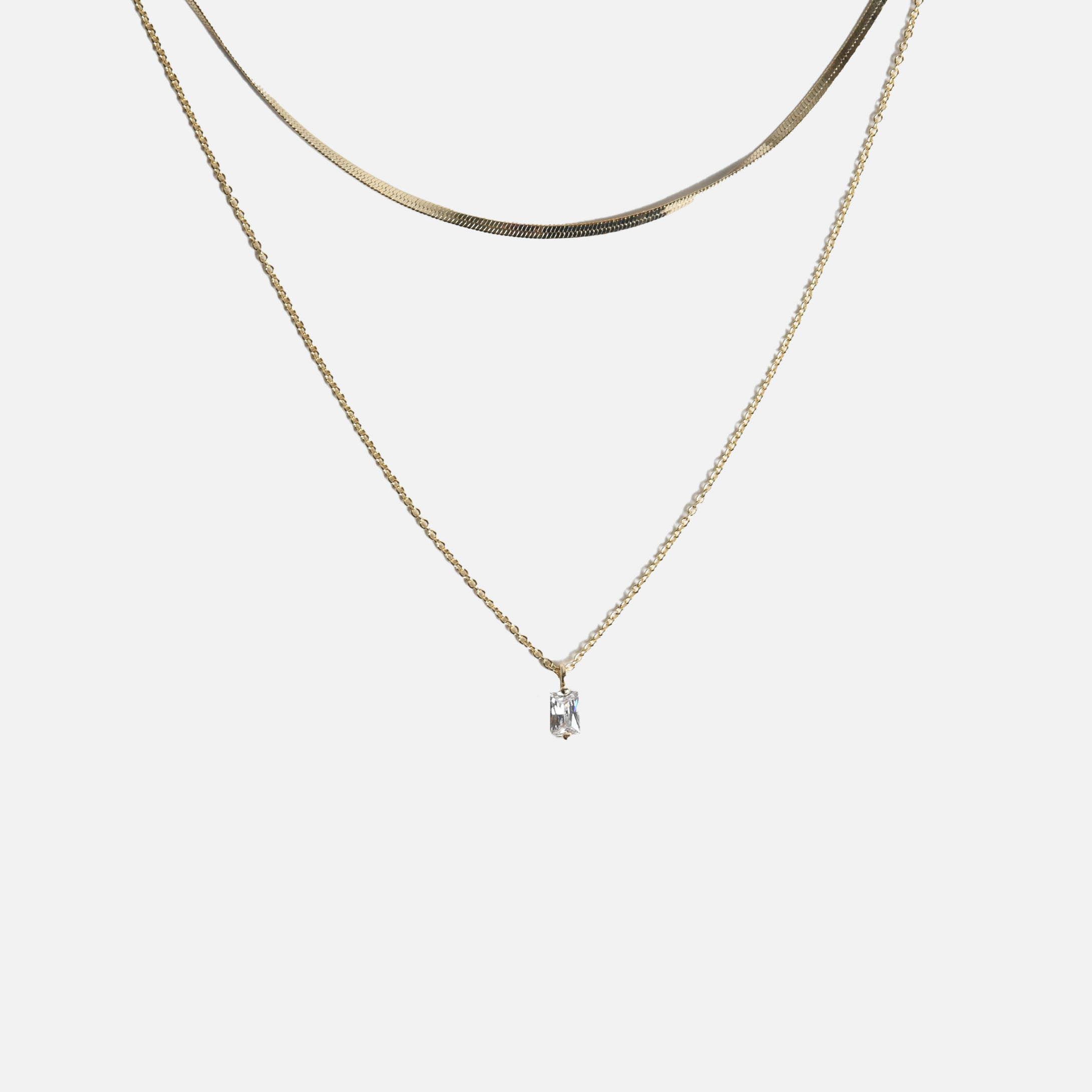 Double chain with zircon charmDouble chain with zircon charm – Bizou